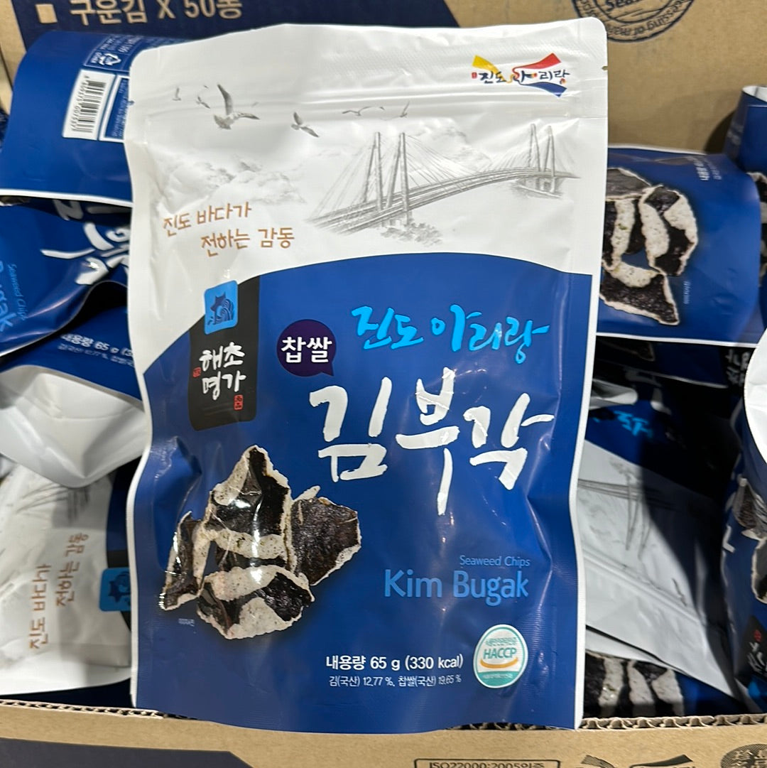 SEAWEED CHIP KIM BUGAK , 진도) 해초명가 찹쌀김부각 , 65g – MEGAMART | MegaKfood