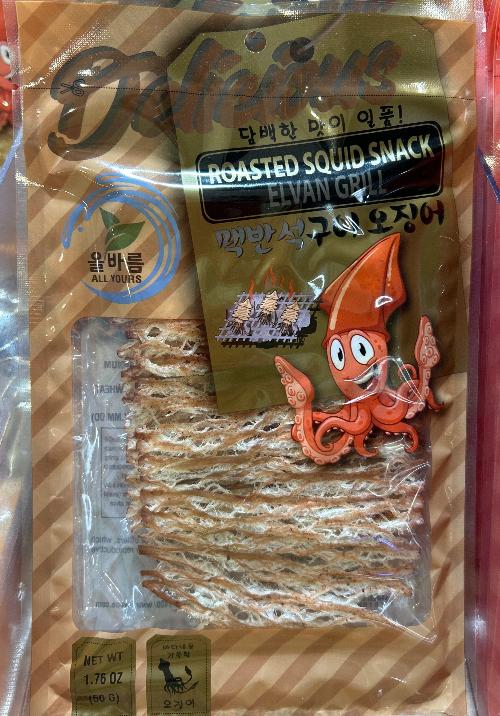 ROASTED SQUID SNACK ELVAN GRIL , 맥반석구이 오징어 50g – MEGAMART | MegaKfood