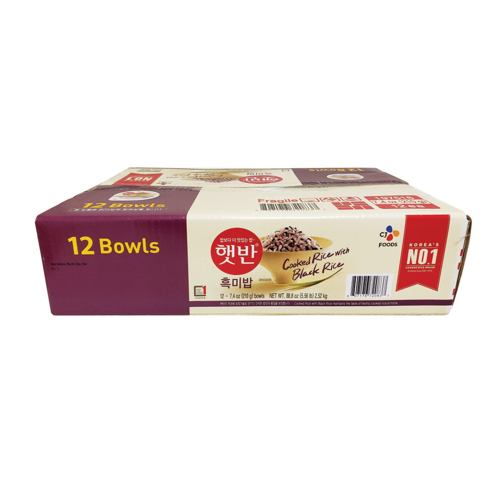 CJ Hetbahn Cooked Black Rice Box 7.4oz x 12, CJ 햇반 흑미밥 210g x 12 ...
