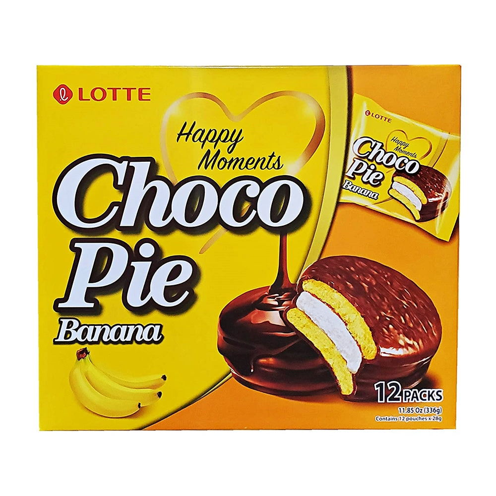 Lotte Choco Pie Banana 12 pcs, 롯데 초코파이 바나나 336g – MEGAMART | MegaKfood