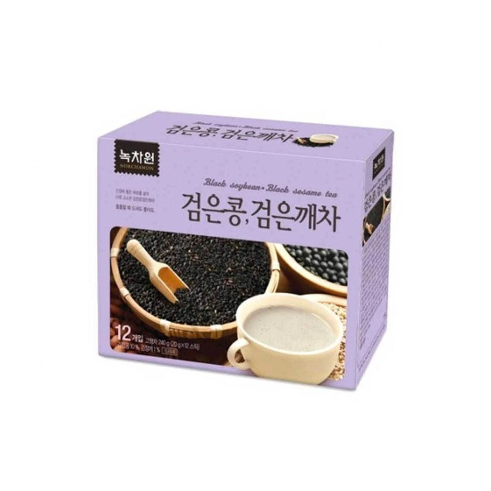 Nok Cha Won Black Soybean Black Sesame Tea 0.7oz X 12 녹차원 검은콩 검은깨차 20g ...