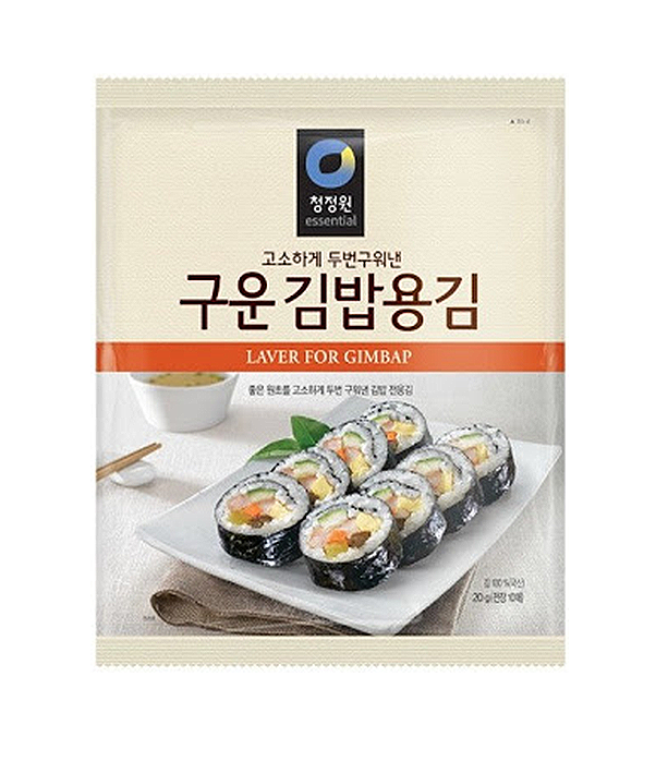 CHUNG JUNG ONE GIMBAP DRIED SEAWEED 2g x 20pk, 청정원 구운 김밥용 김 20장 ...